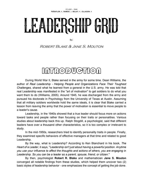 Blake & mouton the managerial grid presentation | PPT