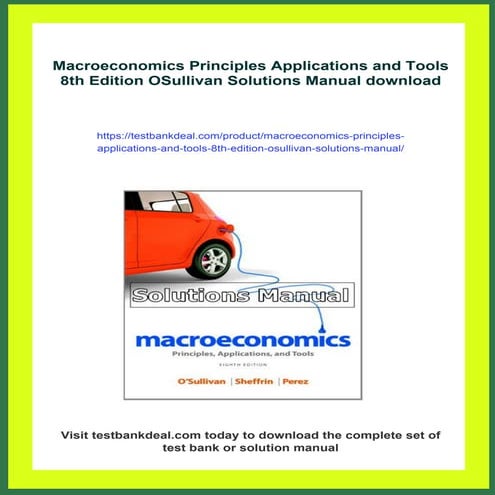 Macroeconomics Principles Applications and Tools 8th Edition OSullivan ...