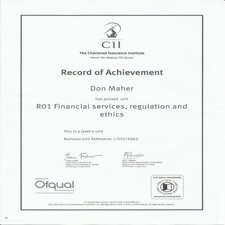 R01 Exam Certificate | PDF