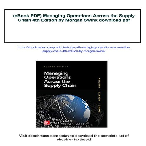 (eBook PDF) Managing Operations Across the Supply Chain 4th Edition by ...