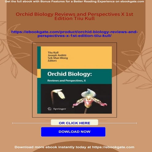 Orchid Biology Reviews and Perspectives X 1st Edition Tiiu Kull | PDF