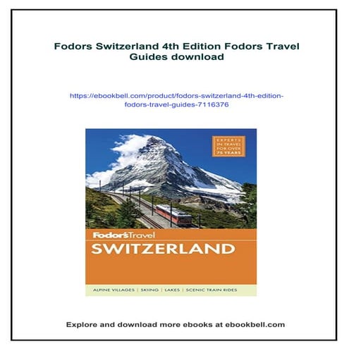 Fodors Switzerland 4th Edition Fodors Travel Guides | PDF