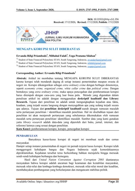 Dampak Masif Korupsi | PPTX