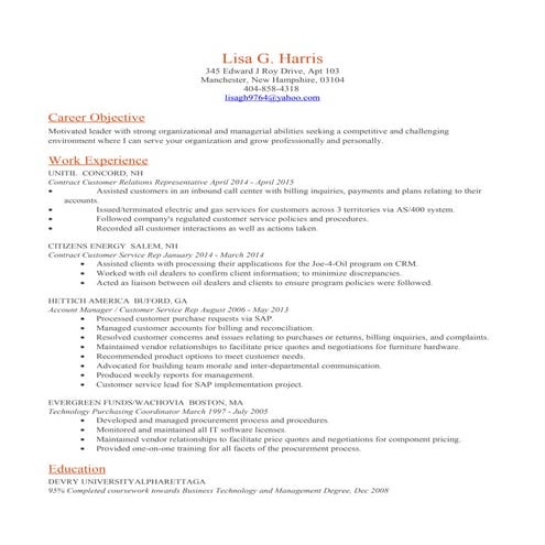 Lisa G Harris 2015 Resume | DOC