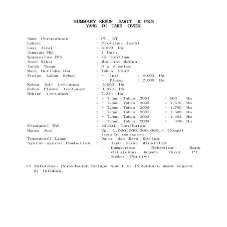 (356778241) summary kebun sawit pt. st1 | PDF