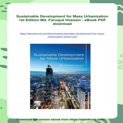 Sustainable Development for Mass Urbanization 1st Edition Md. Faruque ...