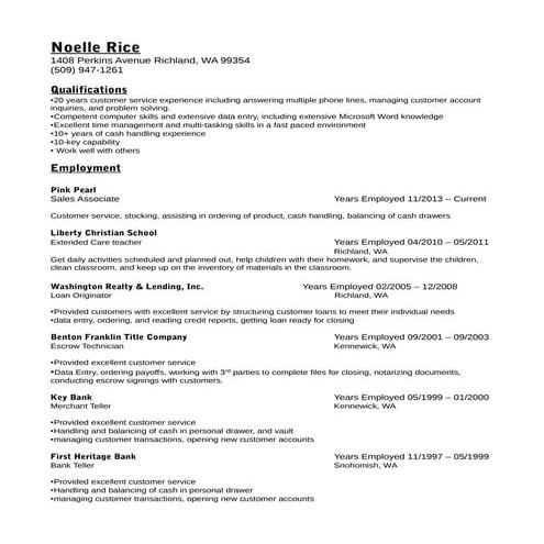 Noelle Rice Resume | ODT