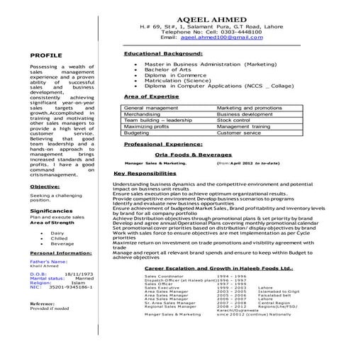 Aqeel Ahmed CV | DOCX | Business Administration | Business
