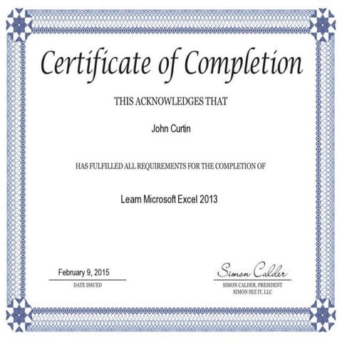Excel 2013 Certificate | PDF