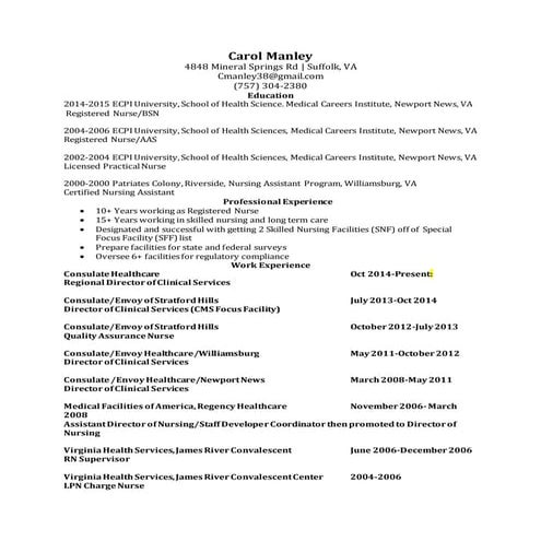 Carol Manley's resume' | PDF