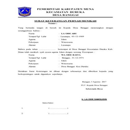 Surat nikah siri | DOCX