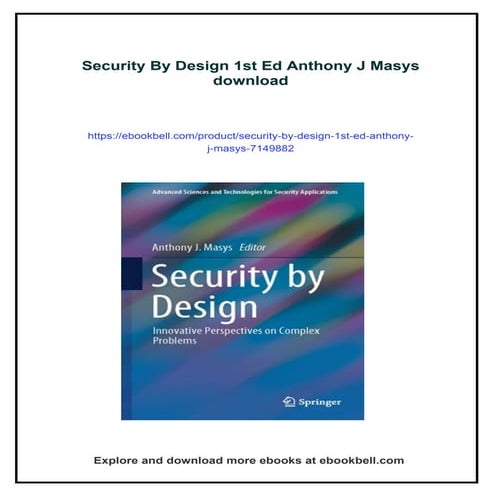 Security By Design 1st Ed Anthony J Masys | PDF