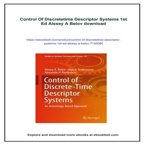 Control Of Discretetime Descriptor Systems 1st Ed Alexey A Belov | PDF