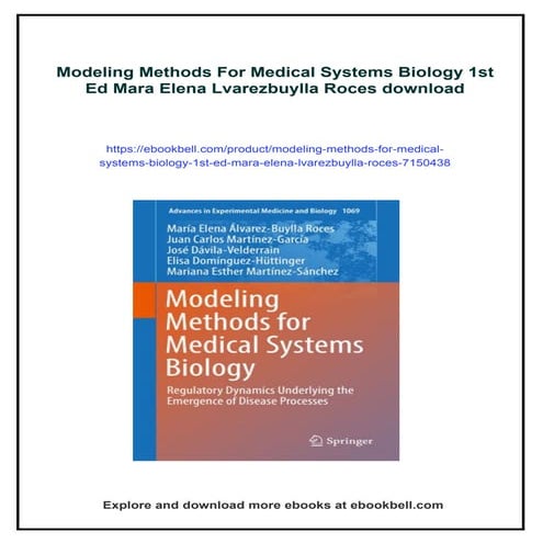 Modeling Methods For Medical Systems Biology 1st Ed Mara Elena ...