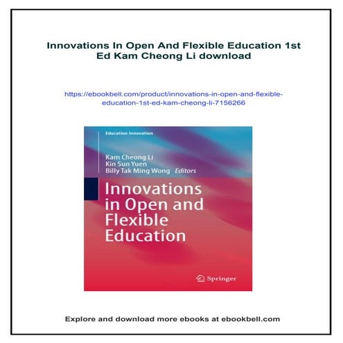 Innovations In Open And Flexible Education 1st Ed Kam Cheong Li | PDF