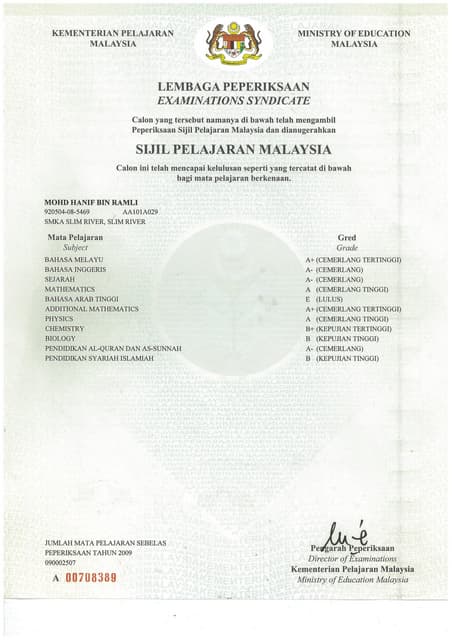 CERTIFICATE OF SPM | PDF