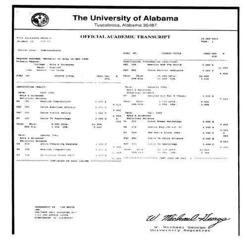 UA BA Transcripts without SSN | PDF