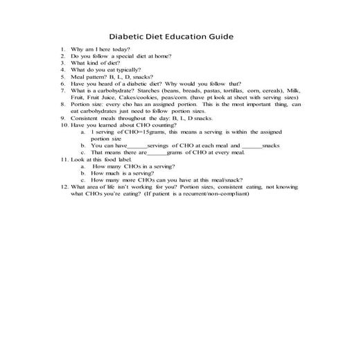 Diabetic Education Guide | PDF