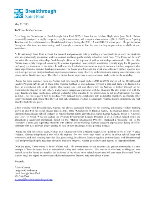 Kim Ensminger Letter of Reference | PDF