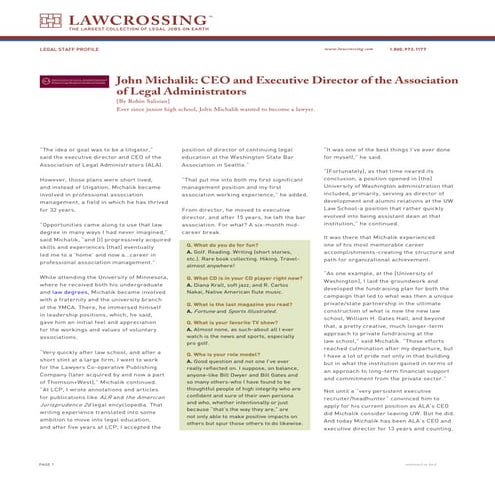 John Michalik: CEO and Executive Director of the Association of Legal ...