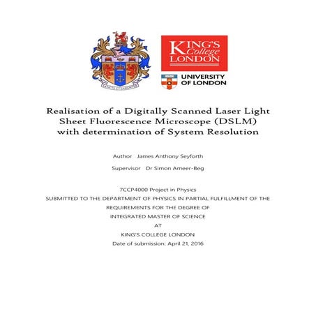 Realisation of a Digitally Scanned Laser Light Sheet Fluorescent ...