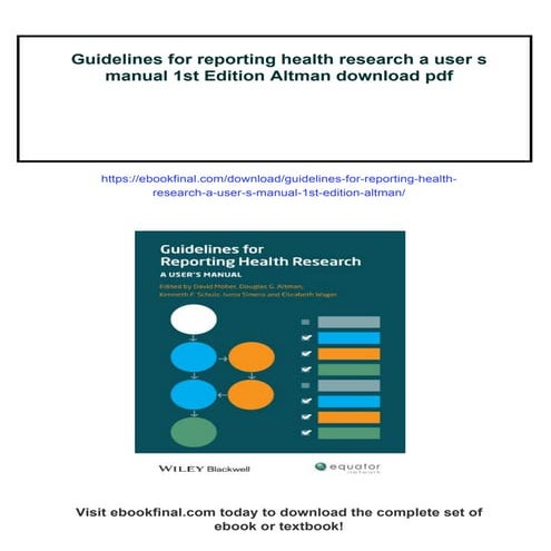 Guidelines for reporting health research a user s manual 1st Edition Altman | PDF