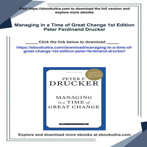 Managing in a Time of Great Change 1st Edition Peter Ferdinand Drucker ...