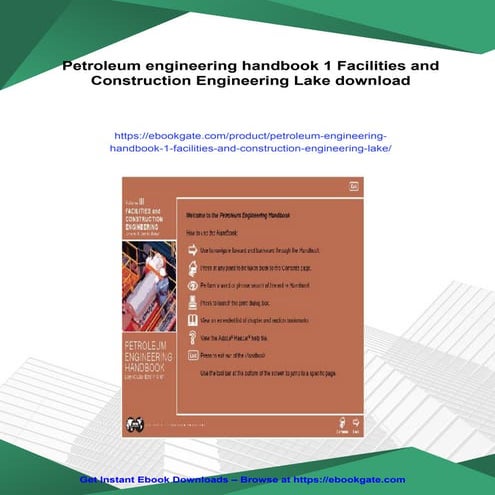 Petroleum engineering handbook 1 Facilities and Construction ...
