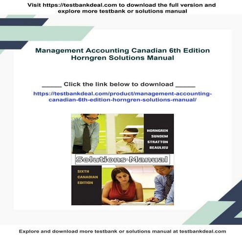 Management Accounting Canadian 6th Edition Horngren Solutions Manual | PDF