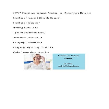 35907 Topic Assignment Application Repairing a Data SetNumber.docx
