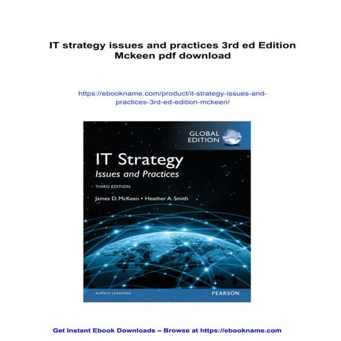 IT strategy issues and practices 3rd ed Edition Mckeen | PDF