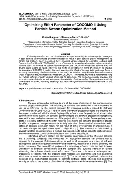 A NEW HYBRID FOR SOFTWARE COST ESTIMATION USING PARTICLE SWARM OPTIMIZATION AND DIFFERENTIAL ...