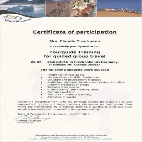 Certificate Travel Guide Training | PDF