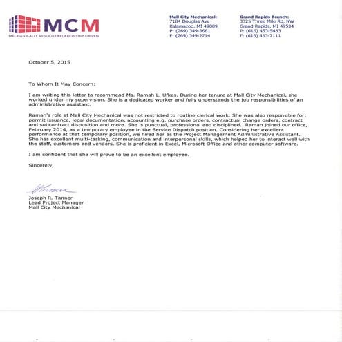 MCM Reference Letter | PDF