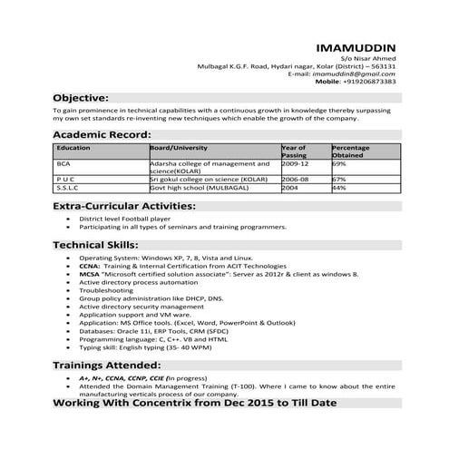 Imamuddin Updated Profile | DOC