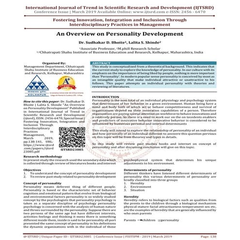 An Overview on Personality Development | PDF