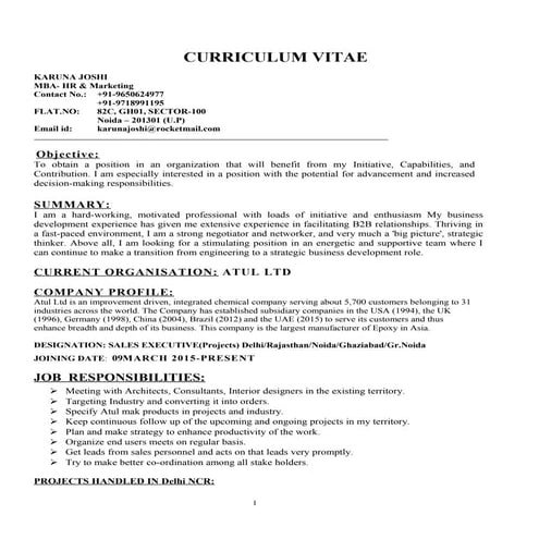 KARUNA CV | DOC | Human Resources | Business