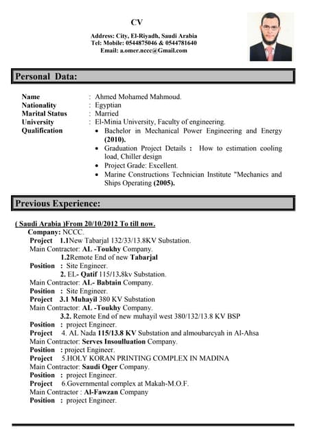 Ahmed Gamal-CV | PDF | Civil Engineering Industry | Industries