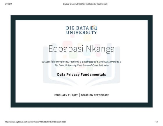 Big Data University BD0111EN Certificate _ Big Data University | PPT
