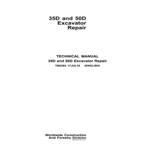 35D and 50D John Deere Excavator Repair Technical Manual | PDF