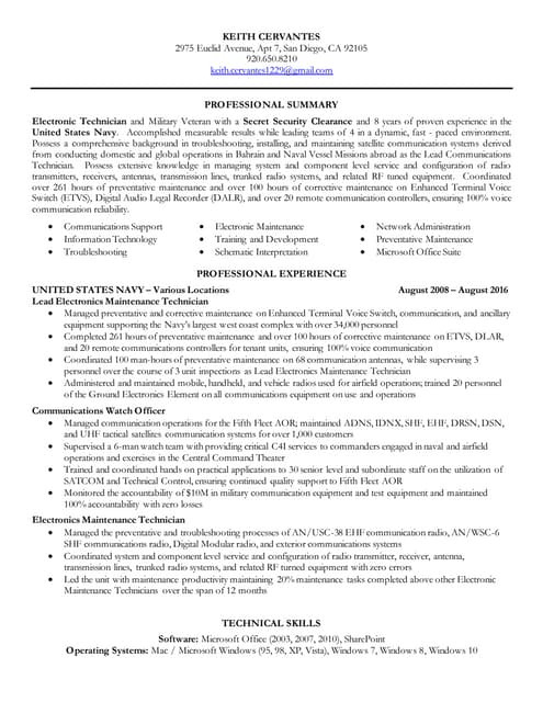 David Castro - WH6ELN Resume | PDF