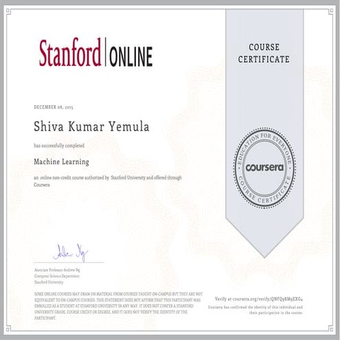 Machine Learning Certification | PPT