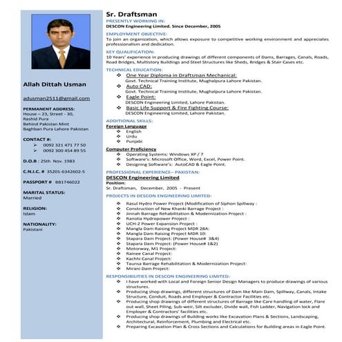 Sr. Draftsman_adusman CV | PDF