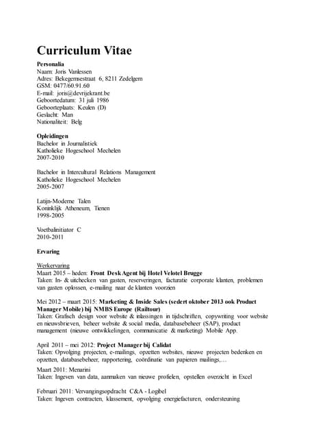 CV Joris Beugels | PDF
