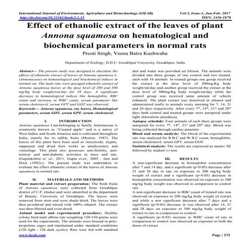 effect of ethanolic extract of the leaves of plant annona squamosa on ...