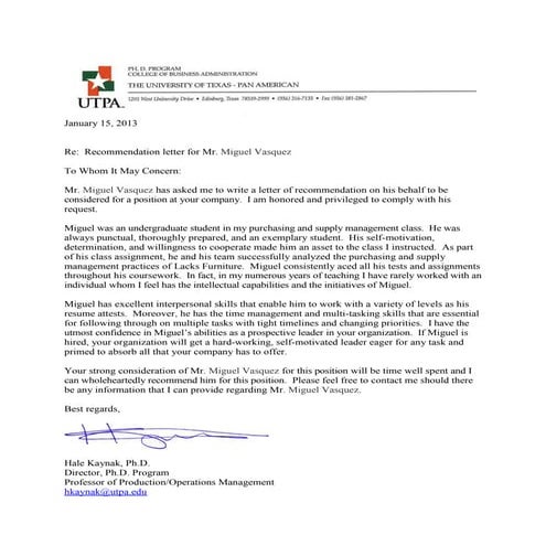 AndrewWagar-Letter of Recommendation-Research Assistant | PDF