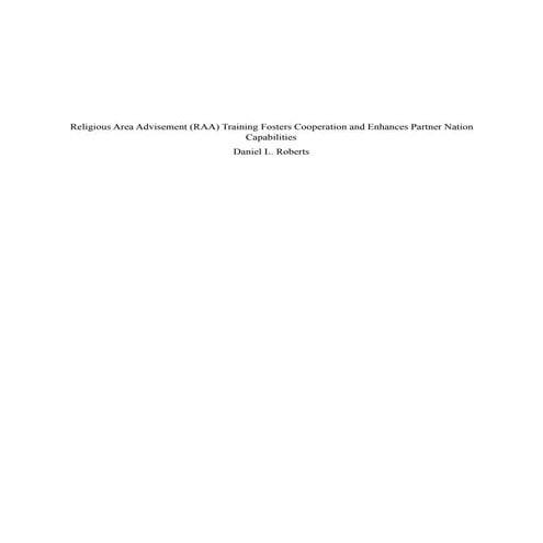 Religious Area Advisement (RAA) Training Fosters Cooperation and ...