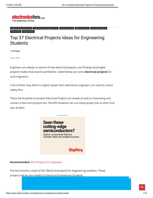 Electronics Projects List for Engineering Students | PPT | Consumer Electronics | Technology ...