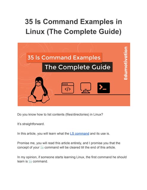 35 Ls Command Examples In Linux The Complete Guide Pdf