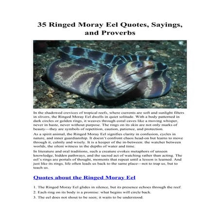 35 Ringed Moray Eel Quotes, Sayings, and Proverbs.docx